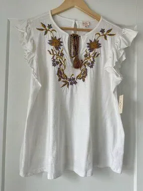 Keep In Touch | Tops | Keep In Touch Embroidered Peasant Top White ...